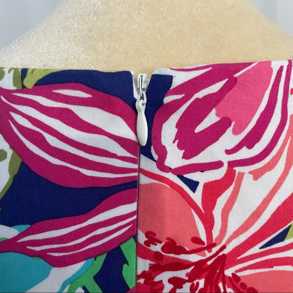 Pappagallo Tropical Multi Print Sheath Dress Size 10 - Gem